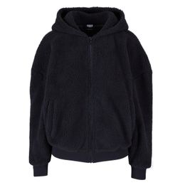 Urban Classics Damen Sweatjacke "Urban Classics Damen Ladies Oversized Sherpa Zip Hoody"schwarz, Gr. XXL, unifarben, 100% Polyester, Sweatjacken
