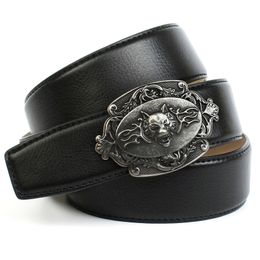 Lederg&uuml;rtel Anthoni Crown, Damen, Gr. 100, schwarz, Leder, unifarben, G&uuml;rtel Lederg&uuml;rtel, in schwarz mit "Wolf" Schlie&szlig;e