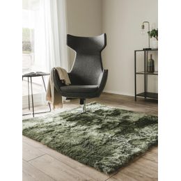 benuta Nest Hochflor Shaggyteppich Whisper Gr&uuml;n 150x150 cm - Hochflor Teppich f&uuml;r Wohnzimmer