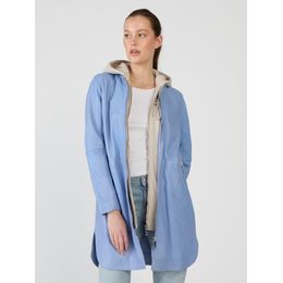 Maze Damen Langjacke "4202199", blau, Gr. L, Obermaterial: 100% Lammleder. Innenfutter: 100% Baumwolle. &Auml;rmelfutter: 100% Polyester. Kapuze: 55%