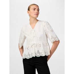 Y.A.S Damen Spitzenbluse "YASCORNELIA 2/4 TIE TOP S. NOOS"star wei&szlig;, Gr. 42, Blusen, Baumwolle, regular fit