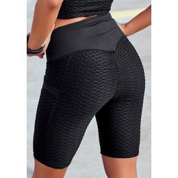Damen Radlerhose, schwarz, Gr. XS, VIVANCE ACTIVE BY LASCANA, Mesh, unifarben, Obermaterial: 86% Polyester, 14% Elasthan. Meshfutter: 90% Polyester,