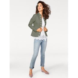 Jerseyblazer Heine "Jersey-Blazer", Damen, Gr. 34, gr&uuml;n (oliv), 95% Baumwolle, 5% Elasthan, Blazer