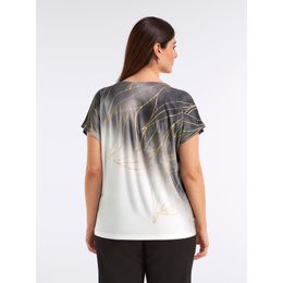 Kurzarmshirt Lady "Shirt", Damen, Gr. 42, grau (hellgrau, schwarz, bedruckt), 95% Polyester, 5% Elasthan, bedruckt, gemustert, mehrfarbig, Rundhals, Shirts