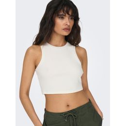 Only Damen Tanktop "ONLVILMA S/L CROPPED TANK TOP JRS NOOS", wei&szlig;, Gr. XL, unifarben, Jersey, Obermaterial: 95% Baumwolle, 5% Elasthan, Tops