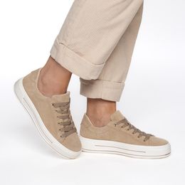 Ara Damen Plateausneaker "CANBERRA", Gr. 9,5, beige, Veloursleder, unifarben, Schuhe, Freizeitschuh, Halbschuh, Schn&uuml;rschuh in Bequemweite G (=weit)