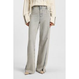 BOSS Orange Damen High-waist-Jeans "Marlene High Rise Split Premium Damenmode"grau 020, Gr. 27, Denim/Jeans, Obermaterial: 53% Baumwolle, 47%