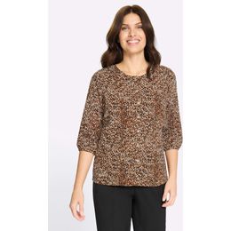 Classic Basics Damen Schlupfbluse, braun, Gr. 46, gemustert, mehrfarbig, 100% Polyester, Blusen