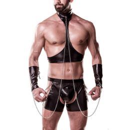 Grey Velvet Harness Set im Wetlook, 4 teilig