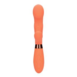 Silicone Rabbit Vibrator with Ribbed Clitoral Stimulator, 21,4 cm
