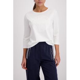 monari Damen Sweatshirt, wei&szlig;, Gr. 44, unifarben, Sweatware, Obermaterial: 55% Polyester, 38% Viskose, 7% Elasthan, Sweatshirts, Rundhalsausschnitt,