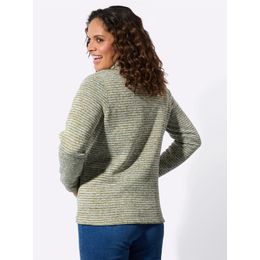 Casual Looks Damen Fleecejacke, gr&uuml;n, Gr. 42, meliert, 100% Polyester, Besatz:8% Elasthan, 92% Polyester, Jacken