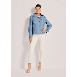Madeleine Mode MADELEINE Damen Trenchcoat "Kurzjacke Verk&uuml;rzte Trenchjacke mit Taschen", blau, Modern, Gr. 44, Obermaterial: 85% Polyester PES. 15% Baumwolle CO.,