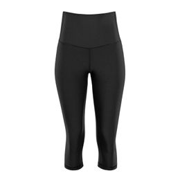 WINSHAPE Damen Leggings "3/4 Functional Comfort HWL217C", schwarz, Gr. XS, 85% Polyester, 15% Elasthan, Hosen, mit V-Shape Applikation und Core-Bund