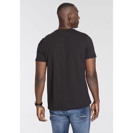 DELMAO Herren T-Shirt, schwarz, Gr. S, bedruckt, Single Jersey, Obermaterial: 100% Baumwolle, Shirts, Kurzarm, l&auml;ssiger Print, Rundhalsausschnitt,