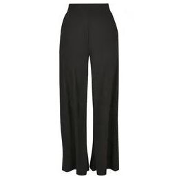 Stoffhose Urban Classics "Urban Classics Damen Ladies Rib Jersey Wide Leg Pants", Damen, Gr. XXL, US-Gr&ouml;&szlig;en, schwarz, 95% Polyester, 5% Elasthan, unifarben, loose fit, Hosen Stoffhose
