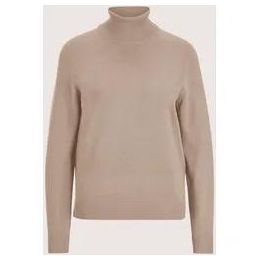 Madeleine Mode Longpullover MADELEINE "Strickpullover Schmaler Feinstrickpullover", Damen, Gr. 34, beige (beige, melange), Obermaterial: 70% Viskose CV. 30% Polyamid PA., Modern, normal, Rollkragen, Pullover Longpullover, Feinstrick