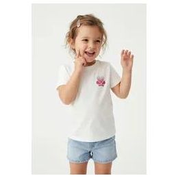 T-Shirt KIDS Only "KOGNANA LIFE S/S TOP FR ZA JRS", M&auml;dchen, Gr. 134/140, cloud dancer print:mena logo glitter, pink yarrow Only, Jersey, Obermaterial: 100% Baumwolle, bedruckt, regular fit normal, Rundhals, Shirts T-Shirt, Baumwolle, regular fit