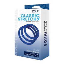 Zolo Classic Stretchy Cock Ring, 3 St&uuml;ck, 4,1 5,1 cm