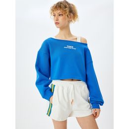 KOTON Sweatshirt Damen Gr&ouml;&szlig;e L blau / wei&szlig;