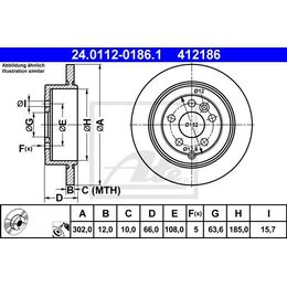 ATE Bremsensatz, Scheibenbremse Bremsensatz-Vorn und Hinten SG00000DQR Vorderachse bel&uuml;ftet 300mm 28mm f&uuml;r Ford Volvo LAND ROVER