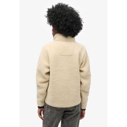 Superdry Damen Fleecepullover "VINTAGE RETRO HALF ZIP FLEECE", beige, Gr. L, unifarben mit Farbeinsatz, Sweatware, Obermaterial: 100% Polyester,
