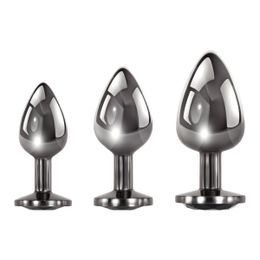 Black Gem Anal Plug Set, 3 Teile, 7,1 9,5 cm