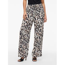 Vila Damen Schlupfhose "VIJOSA HW WIDE PANTS - NOOS", beige, Gr. 44, bedruckt, Web, Obermaterial: 100% Polyester, Hosen, Sommerhose