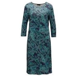 Jerseykleid GOLDNER "Midikleid mit Paisley-Muster", Damen, Gr. 40, N-Gr, blau (marine, petrol, gemustert), Obermaterial: 85% Viskose CV. 13% Polyamid PA. 2% Elasthan EL., figurumspielend, U-Boot-Ausschnitt, Tubular, Kleider Jerseykleid, Farbbrillanter Paisleydruck