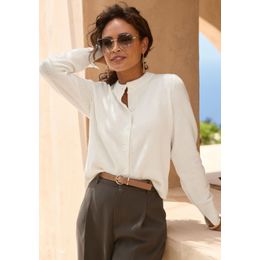 Lascana Damen Strickjacke, wei&szlig;, Gr. 32, unifarben, Strick, Obermaterial: 55% Polyester, 30% Polyacryl, 13% Polyamid, 2% Elasthan, Strickjacken, aus