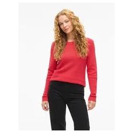 Rundhalspullover Vila "VIDALO O-NECK L/S KNIT TOP- NOOS", Damen, Gr. XXL, hibiscus, Feinstrick, Obermaterial: 100% Baumwolle, unifarben, regular fit normal, Rundhals, Rippb&uuml;ndchen, Pullover Rundhalspullover, Baumwolle, regular fit