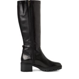 Tamaris Damen Stiefel, Gr. 36, schwarz, Glattleder, unifarben, Schuhe, Blockabsatz, Langschaftstiefel mit Touch it-Ausstattung