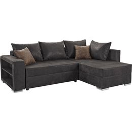 Ecksofa Collection AB "John L-Form", schwarz, B:226cm H:85cm T:160cm, Microfaser PRIMABELLE (100% Polyester);Zierkissen: 100% Polyester;Luxus-Microfaser 1 (100% Polyester);Luxus-Microfaser 2 (100% Polyester), Sofas, Ecksofa, inklusive Bettfunktion und Bettkasten