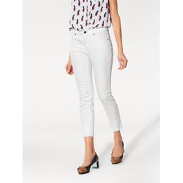 Heine Damen 7/8-Jeans, wei&szlig;, Gr. 44, unifarben, 98% Baumwolle, 2% Elasthan, Miedereinsatz:15% Elasthan, 85% Polyamid, Jeans