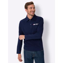 CLASSIC Herren Poloshirt "Langarm-Poloshirt", blau, Gr. 52, unifarben, 100% Baumwolle, Webware:100% Baumwolle, Shirts