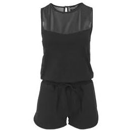 Jumpsuit Urban Classics "Urban Classics Damen Ladies Tech Mesh Hot Jumpsuit", Damen, Gr. M, US-Gr&ouml;&szlig;en, schwarz, 95% Baumwolle, 5% Elasthan, unifarben, loose fit, Rundhals, Overalls Jumpsuit