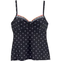 Lascana Damen B&uuml;gel-Tankini-Top, schwarz-bedruckt, Gr&ouml;&szlig;e 46C