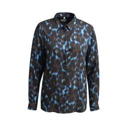 Milano Italy Damen Langarmblusemocca print, Gr. 34, Web, Material: 100% Viskose, Blusen, mit Kellerfalte im R&uuml;cken