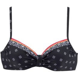 Lascana Damen B&uuml;gel-Bikini-Top, schwarz-bedruckt, Gr&ouml;&szlig;e 44C