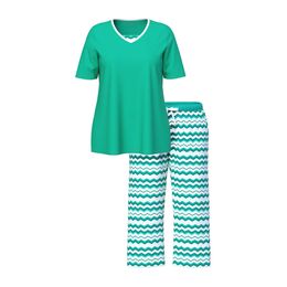 Ulla Popken Pyjama Damen Gr&ouml;&szlig;e M/L mint / wei&szlig; Winterkleid