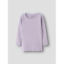 name it M&auml;dchen Langarmshirt "NMFKAB LS TOP NOOS", lila, Gr. 86, unifarben, Feinripp, Obermaterial: 57% Baumwolle, 38% Modal, 5% Elasthan, Shirts, in