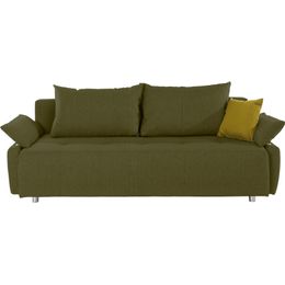 Schlafsofa Collection AB "3-Sitzer, Funtastic", olive, B:212cm H:84cm T:96cm, Zierkissen: 100% Polyester;Struktur (100% Polyester);Kunstleder SOFTLUX;Microfaser PRIMABELLE (100% Polyester), Sofas, Schlafsofa, inkl. Bettfunktion, Bettkasten, Federkern, Frei im Raum stellbar