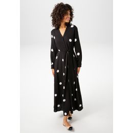 Aniston CASUAL Damen Blusenkleid, schwarz-wei&szlig;, Gr. 46, gemustert, gepunktet, Web, Obermaterial: 100% Viskose, Kleider, mit kontrastfarbigen Punkten