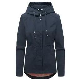 Parka Ragwear "Dankira", Damen, Gr. XXL (44), navy, Obermaterial: 68% Baumwolle, 32% Nylon. Innenfutter: 100% Polyester, figurumspielend h&uuml;ftbedeckend, hoch geschlossener Ausschnitt, &Auml;rmel mit &Auml;rmelschlitz abgesteppte Kante mit Druckknopf,verstellbar, Jacken Parka, Leichte &Uuml;bergangsjacke mit verstellbarer Kapuze