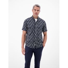 Lerros Herren Kurzarmhemdclassic navy, Gr. S, gemustert, Web, Obermaterial: 99% Baumwolle, 1% Elasthan, Hemden, mit Allover-Print