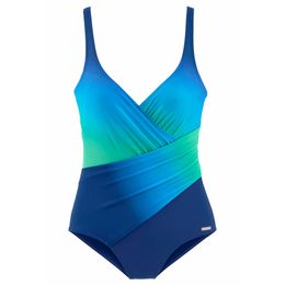 Lascana Damen Badeanzug, blau, Gr. 46, Farbverlauf, Polyamid, Badeanz&uuml;ge, in Wickeloptik mit Shaping-Effekt