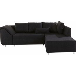 Ecksofa Collection AB "Sally L-Form", grau (anthrazit), B:256cm H:87cm T:165cm, Microfaser PRIMABELLE (100% Polyester) / Struktur (80% Polyester, 20% Acryl);Struktur (80% Polyester, 20% Acryl);Kunstleder SOFTLUX / Struktur (80% Polyester, 20% Acryl);Microfaser PRIMABELLE (100% Polyester) / Cord (100% Polyester), Sofas, Ecksofa, mit und ohne Bettfunktion, inklusive loser R&uuml;cken- und Zierkissen