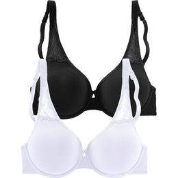 petite fleur by Lascana Damen T-Shirt-BH, wei&szlig;+schwarz, Gr&ouml;&szlig;e 70C