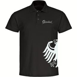 multifanshop Poloshirt - Deutschland - Adler seitlich - Druck wei&szlig; - Polo