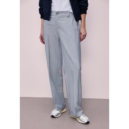 Street One Damen Stoffhoseoriginal blau, Gr. 42, Nadelstreifen, Jeans, 75% Polyester, 20% Viskose, 5% Elasthan, Hosen, High Waist